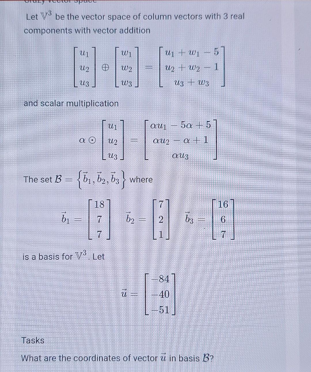 Solved Let V3 be the vector space of column vectors with 3 | Chegg.com