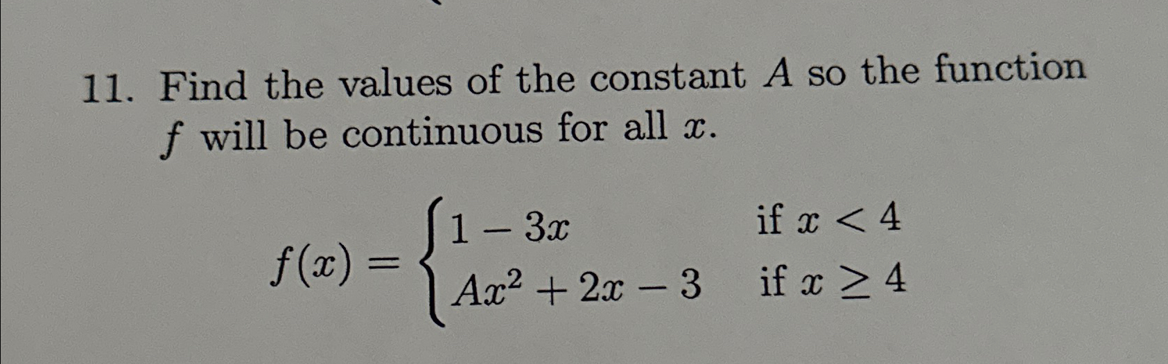 Solved Find the values of the constant A ﻿so the function f | Chegg.com