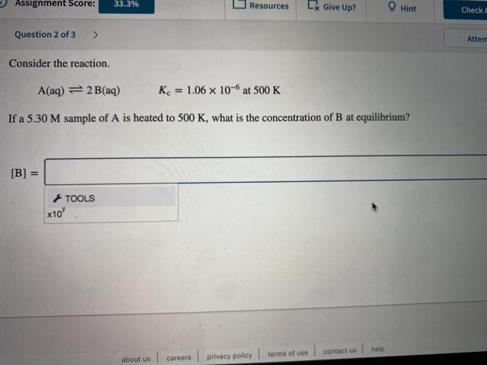 Solved Assignment Score: 33.3% Resources Ex Give Up? Hint | Chegg.com