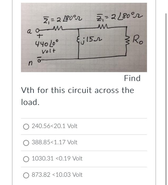 Solved Find Vth for this circuit across the load. | Chegg.com