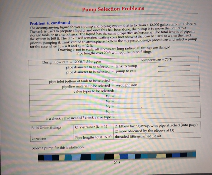 Pump Selection Problems Problem 4, continued The | Chegg.com