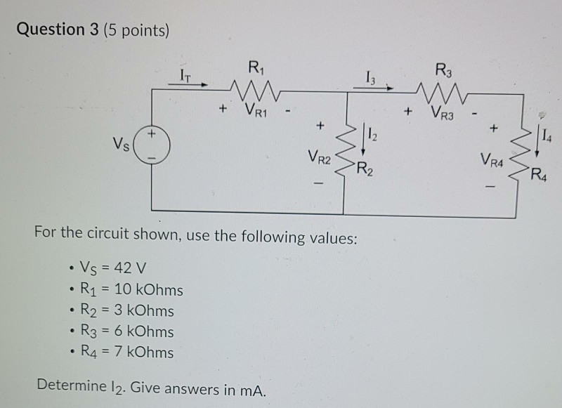 Solved Question 1 (5 points) + IT VR1 VR3 R1 •R₃ - + Vs + L. | Chegg.com