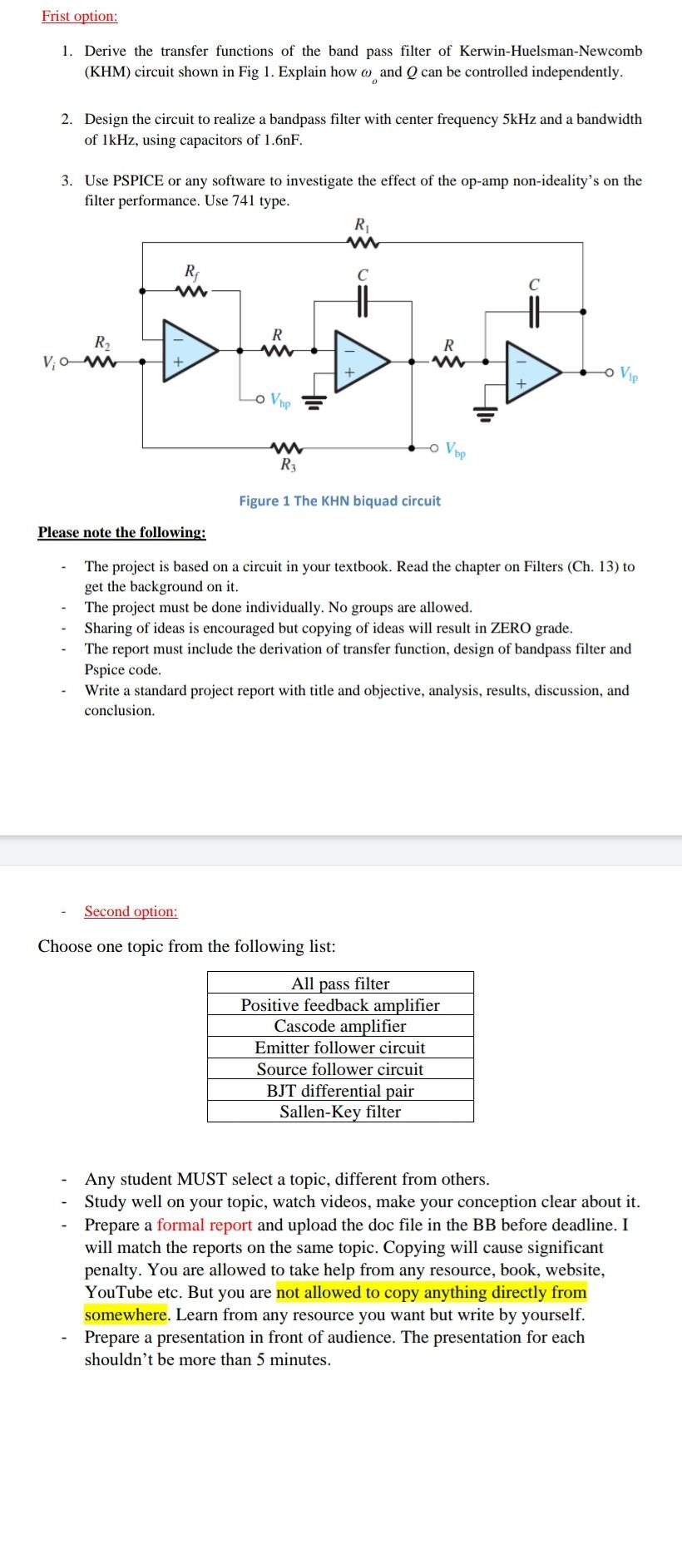 Solved Frist option: 1. Derive the transfer functions of the | Chegg.com