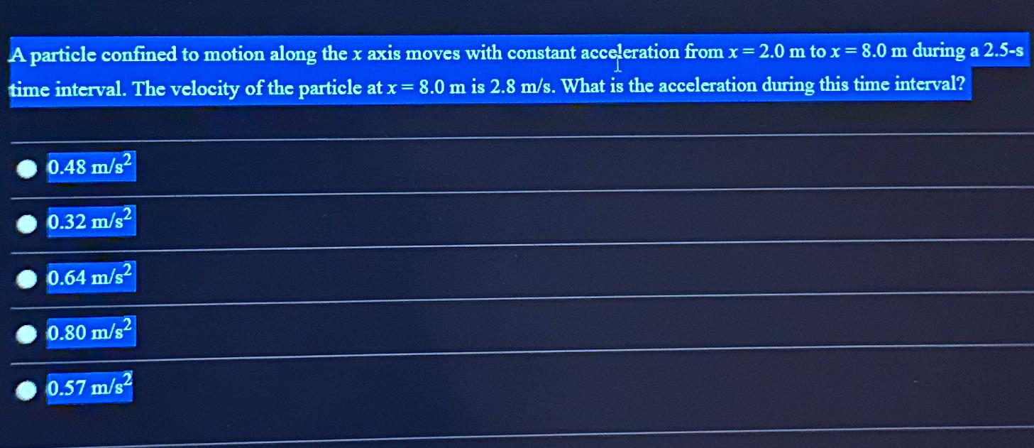 Solved A particle confined to motion along the x ﻿axis moves | Chegg.com