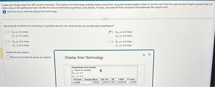 Solved A data set induses data from 500 random tornadoes. | Chegg.com