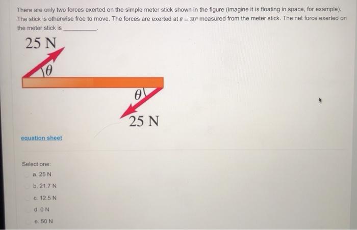 Solved There are only two forces exerted on the simple meter | Chegg.com