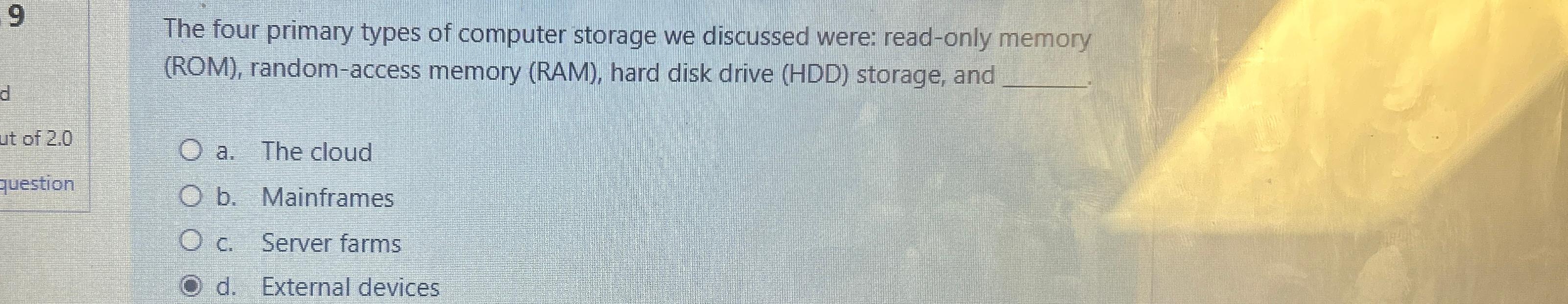 Solved The four primary types of computer storage we | Chegg.com