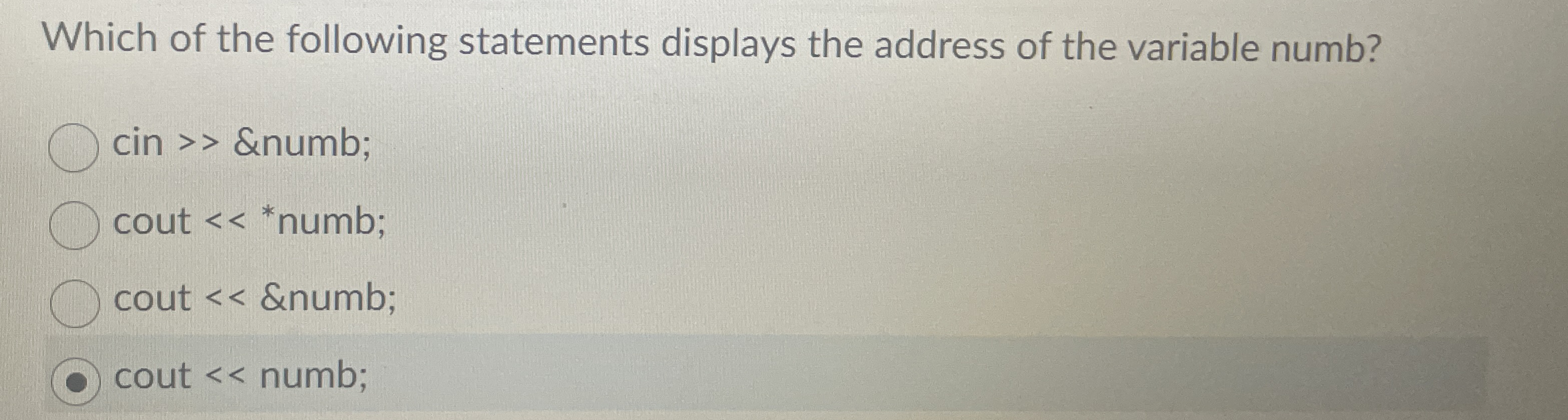 Solved Which of the following statements displays the | Chegg.com