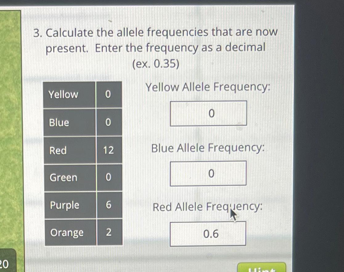 Solved Calculate the allele frequencies that are now | Chegg.com