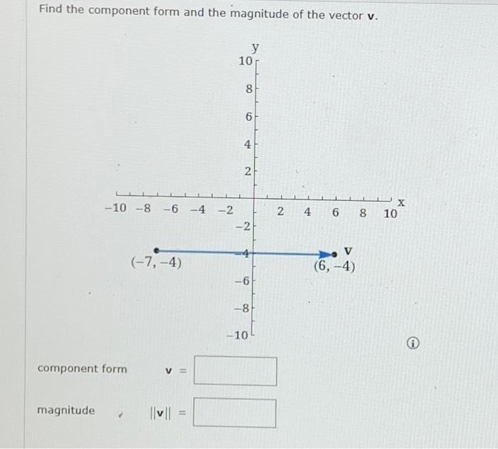 Solved Find the component form and the magnitude of the | Chegg.com