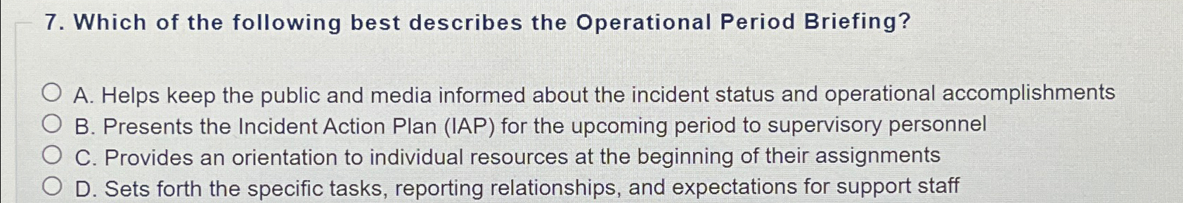 Solved Which of the following best describes the Operational | Chegg.com