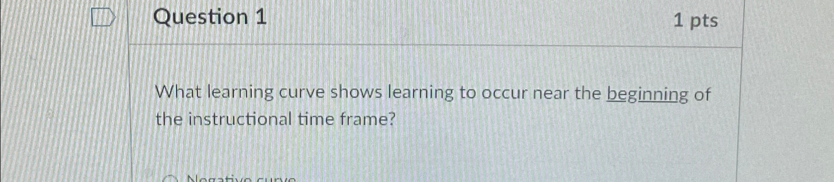 Solved Question 11 ﻿ptsWhat learning curve shows learning to | Chegg.com