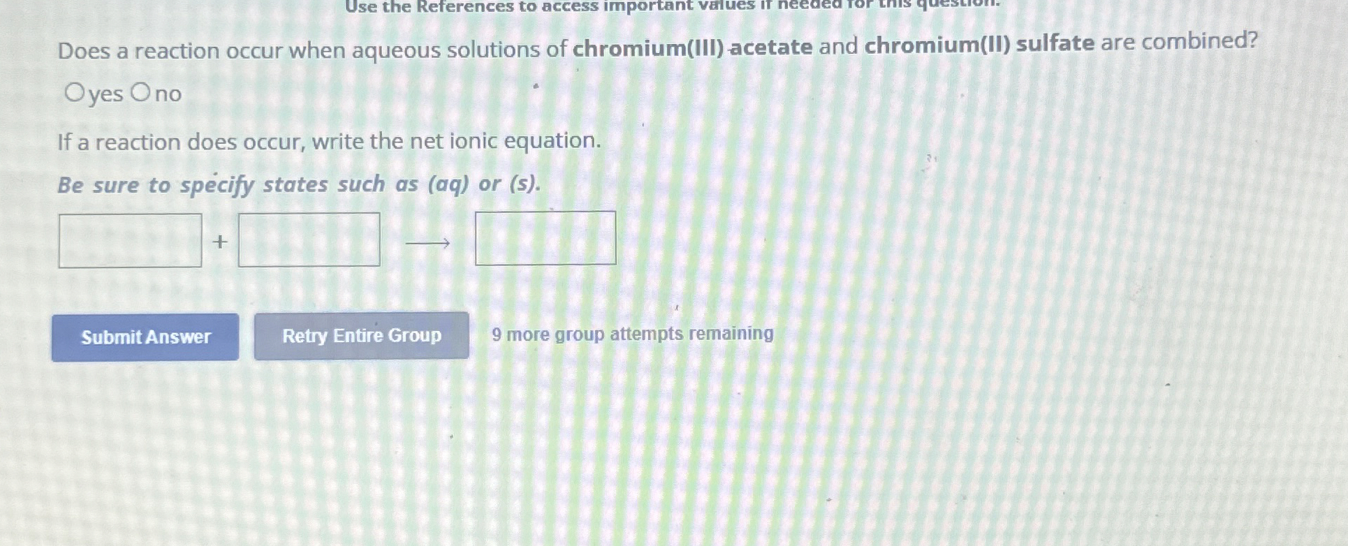 Solved Does a reaction occur when aqueous solutions of | Chegg.com
