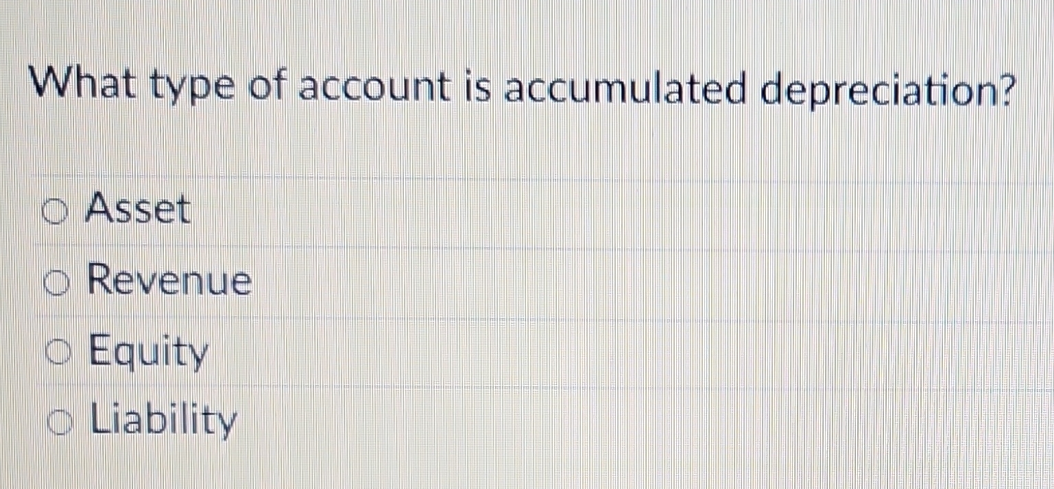 Solved What type of account is accumulated | Chegg.com