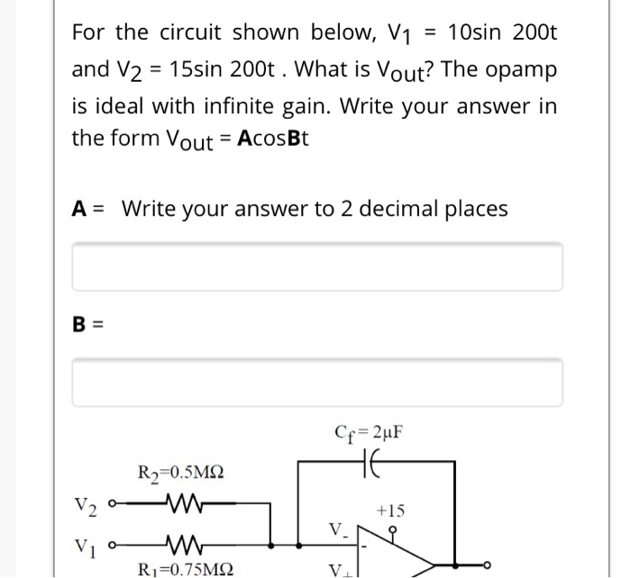 Solved For the circuit shown below, V1 = 10sin 2001 and V2 = | Chegg.com