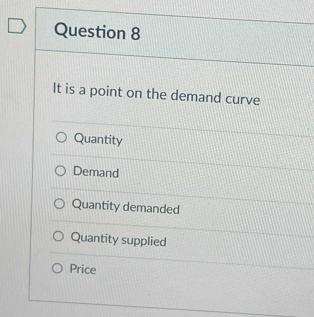 Solved Question 8It is a point on the demand | Chegg.com