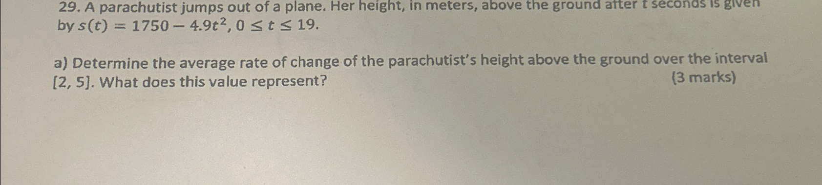 Solved A parachutist jumps out of a plane. Her height, in | Chegg.com
