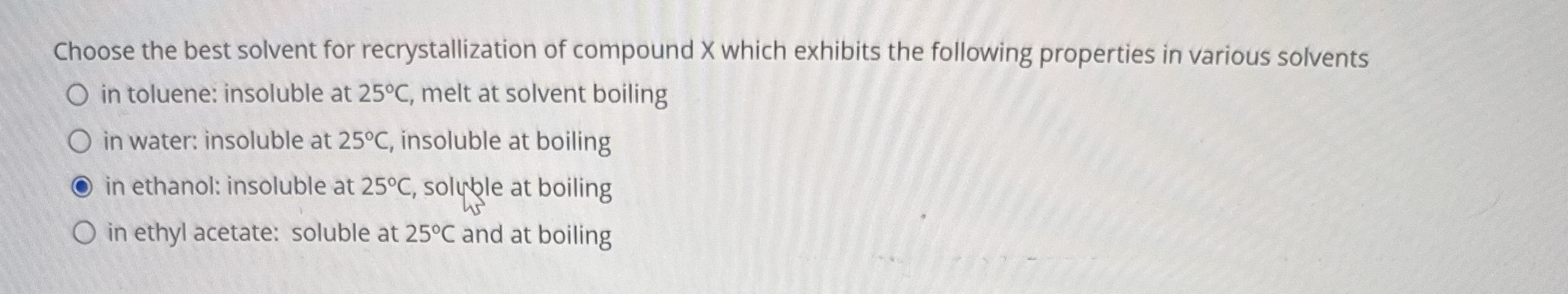 Solved Choose the best solvent for recrystallization of | Chegg.com