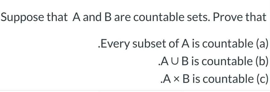 Solved Suppose that A and B are countable sets. Prove that | Chegg.com