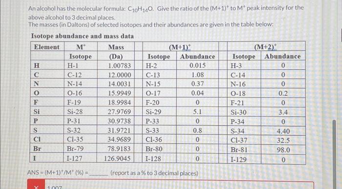 Solved An alcohol has the molecular formula: C10H14O. Give | Chegg.com
