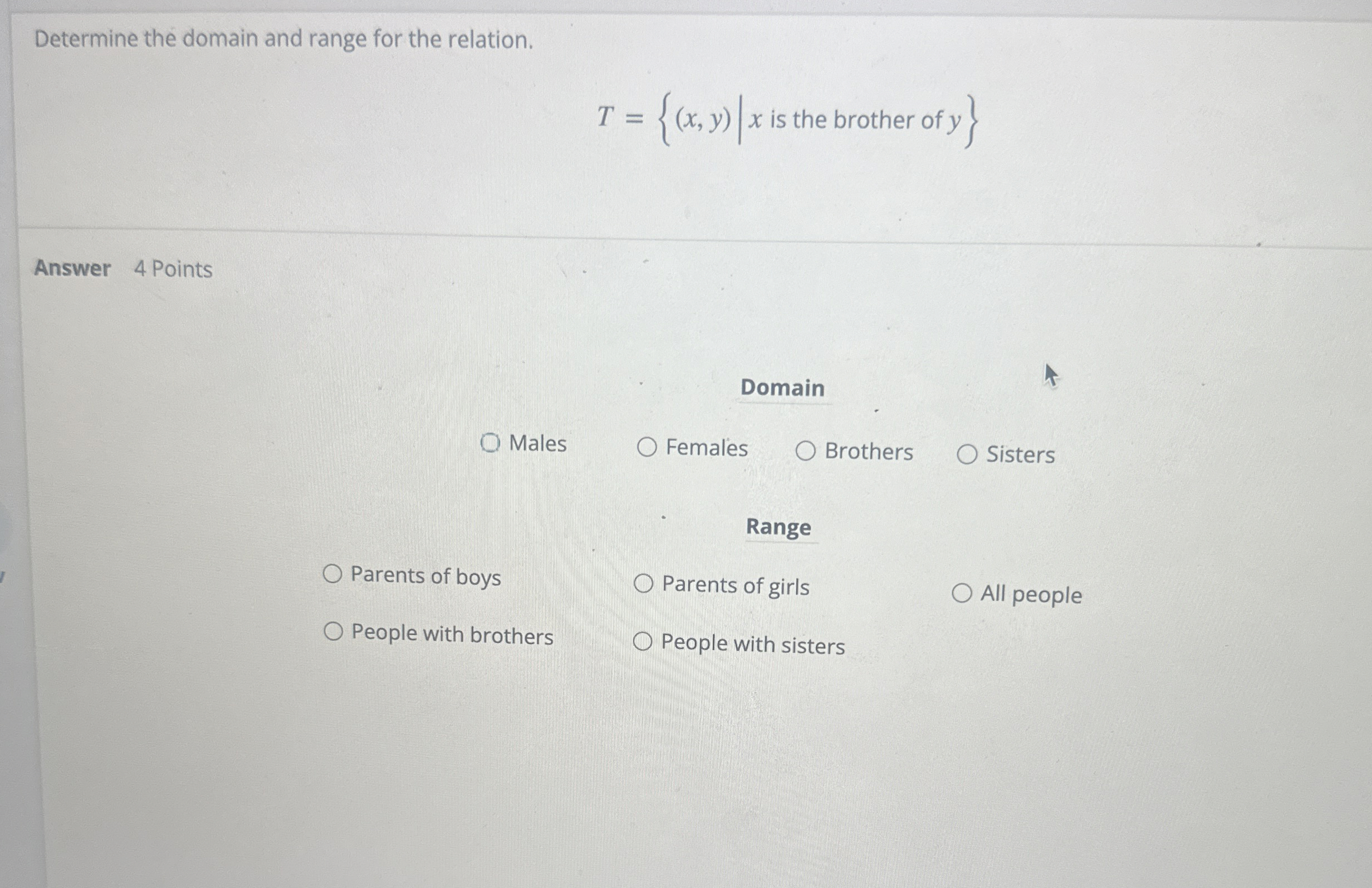 Solved Determine the domain and range for the | Chegg.com