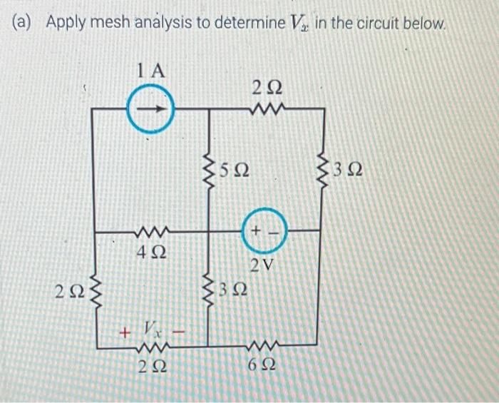 Solved (a) Apply mesh analysis to determine Vx in the | Chegg.com