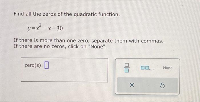 Solved Find all the zeros of the quadratic function. | Chegg.com
