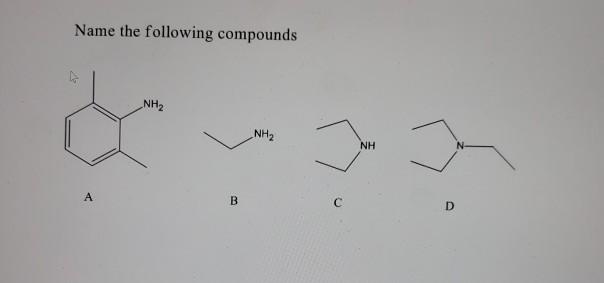 Solved Name the following compounds NH2 NH2 NH А B D | Chegg.com