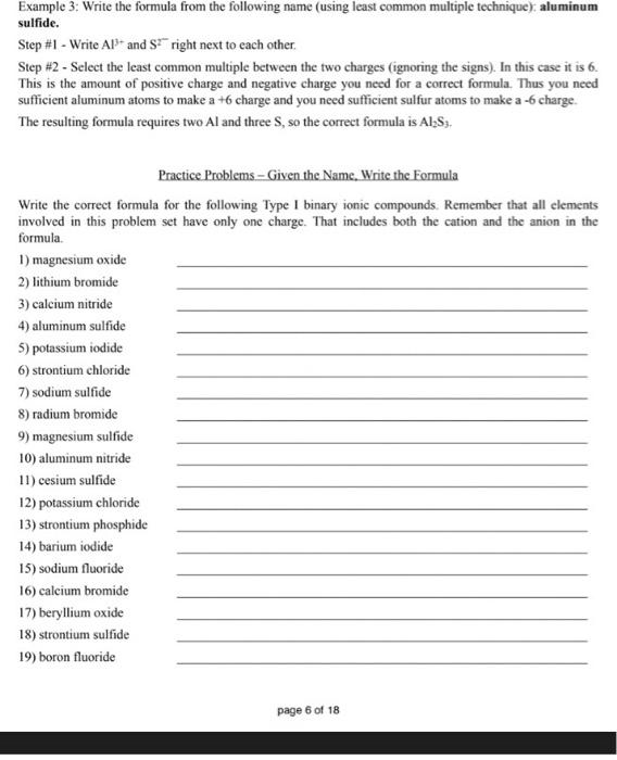 Solved Practice Problems - Given the Formula. Write the Name | Chegg.com