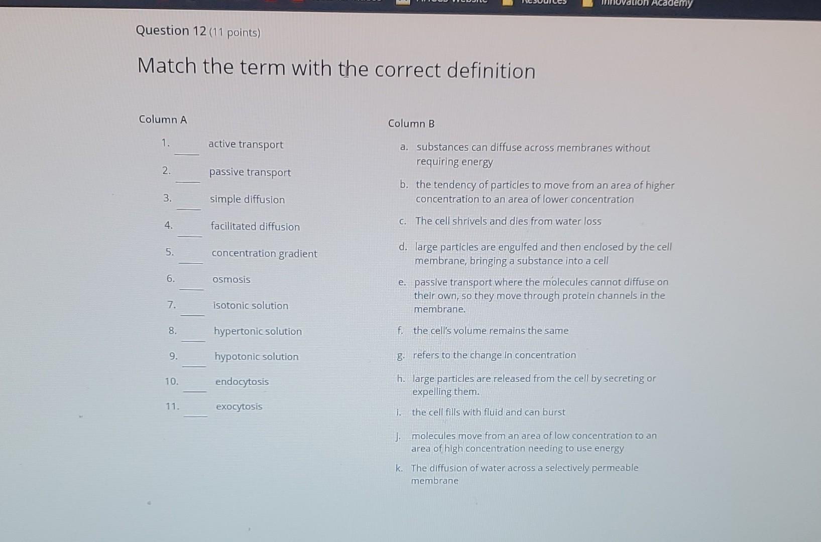 Solved 1atch the term with the correct definition Match the | Chegg.com