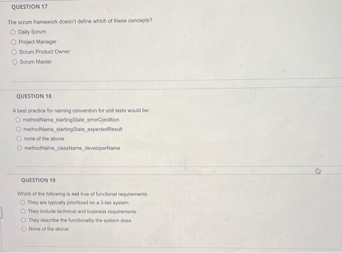 Solved The scrum framework doesn't define which of these | Chegg.com