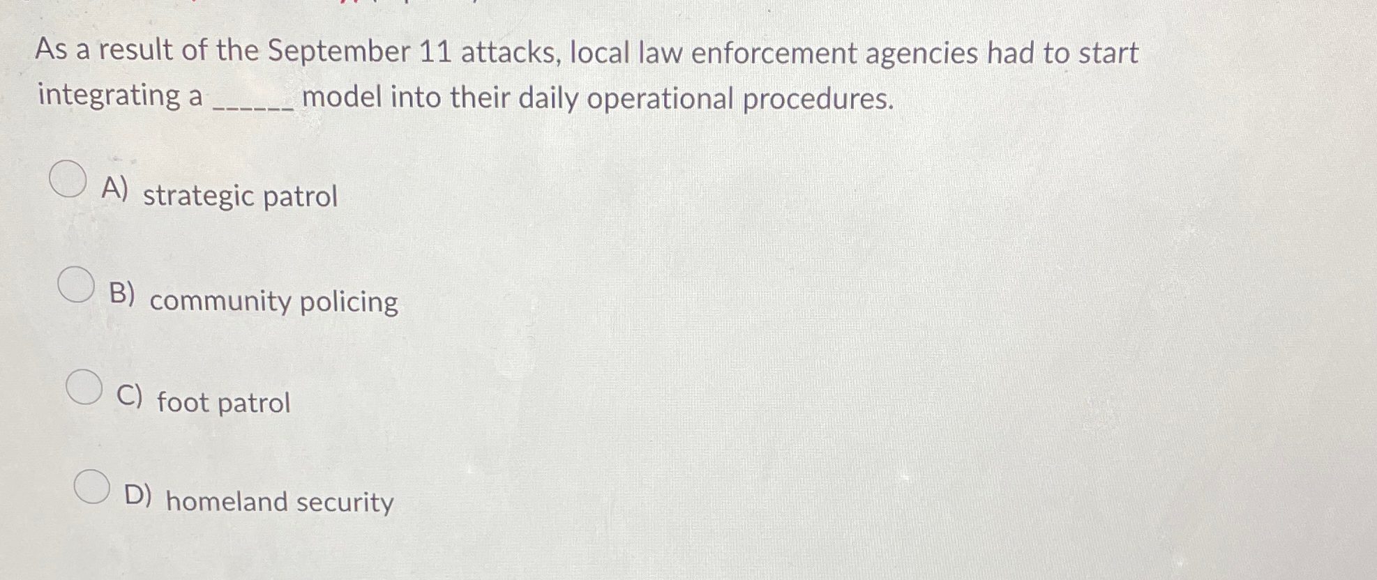 Solved As a result of the September 11 ﻿attacks, local law | Chegg.com