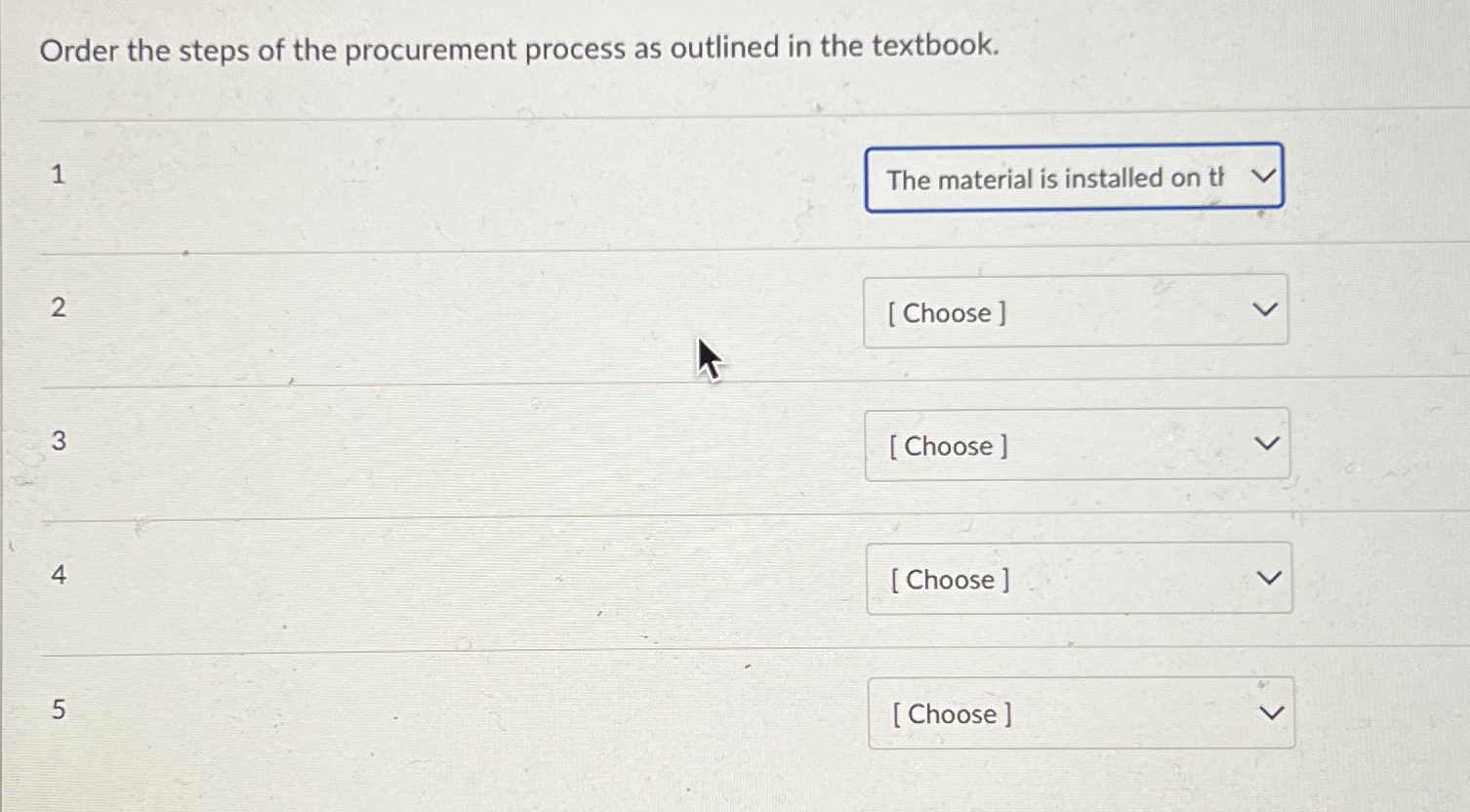 Solved Order the steps of the procurement process as | Chegg.com