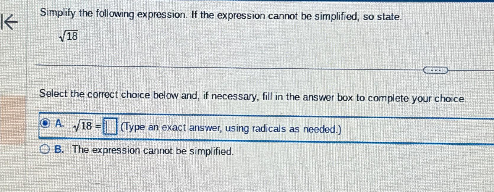 Solved Simplify the following expression. If the expression | Chegg.com