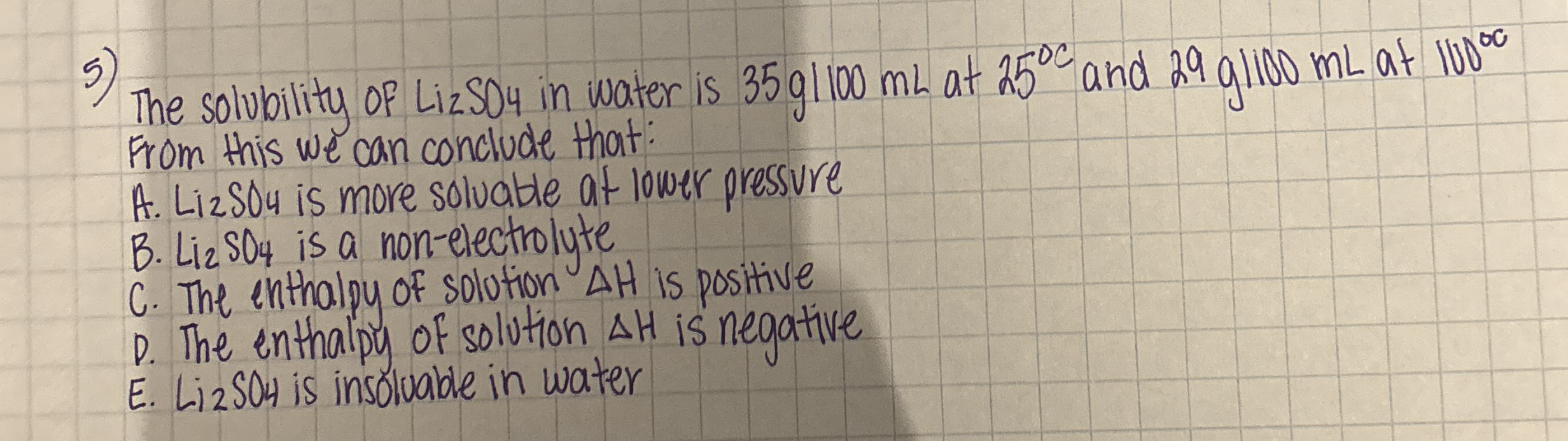 Solved The solubility of Li2SO4 ﻿in water is 35 ﻿g/100 ﻿mL | Chegg.com