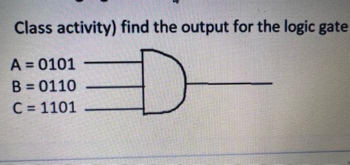 Solved Class activity) find the output for the logic gate | Chegg.com