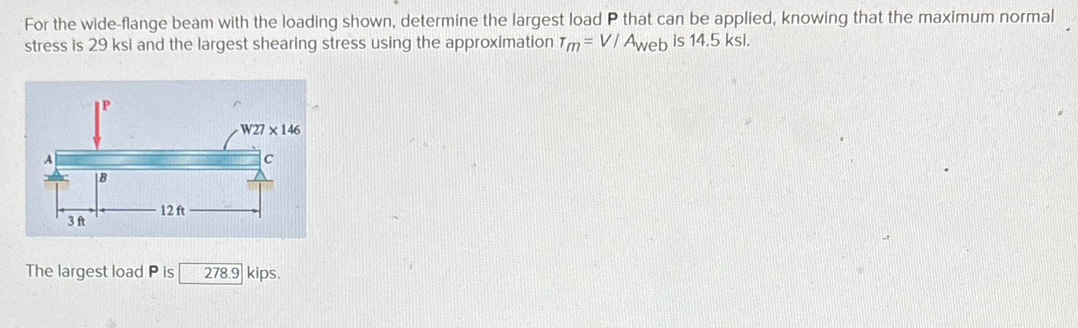Solved For the wide-flange beam with the loading shown, | Chegg.com