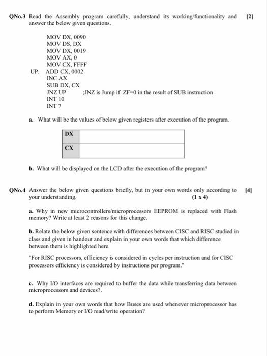 Solved PART-1 (12 marks) QNo.1 Read the Assembly program | Chegg.com