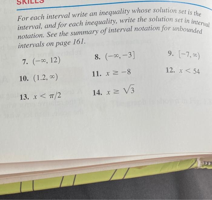Solved For each interval write an inequality whose solution | Chegg.com