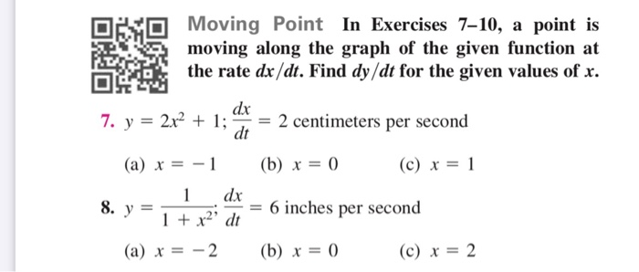 Solved axa . Moving Point In Exercises 7-10, a point is | Chegg.com