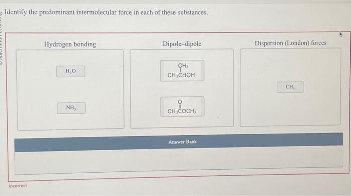 Solved Identify the predominant intermolecular force in each | Chegg.com Solved Identify the predominant intermolecular force in each | Chegg.com
