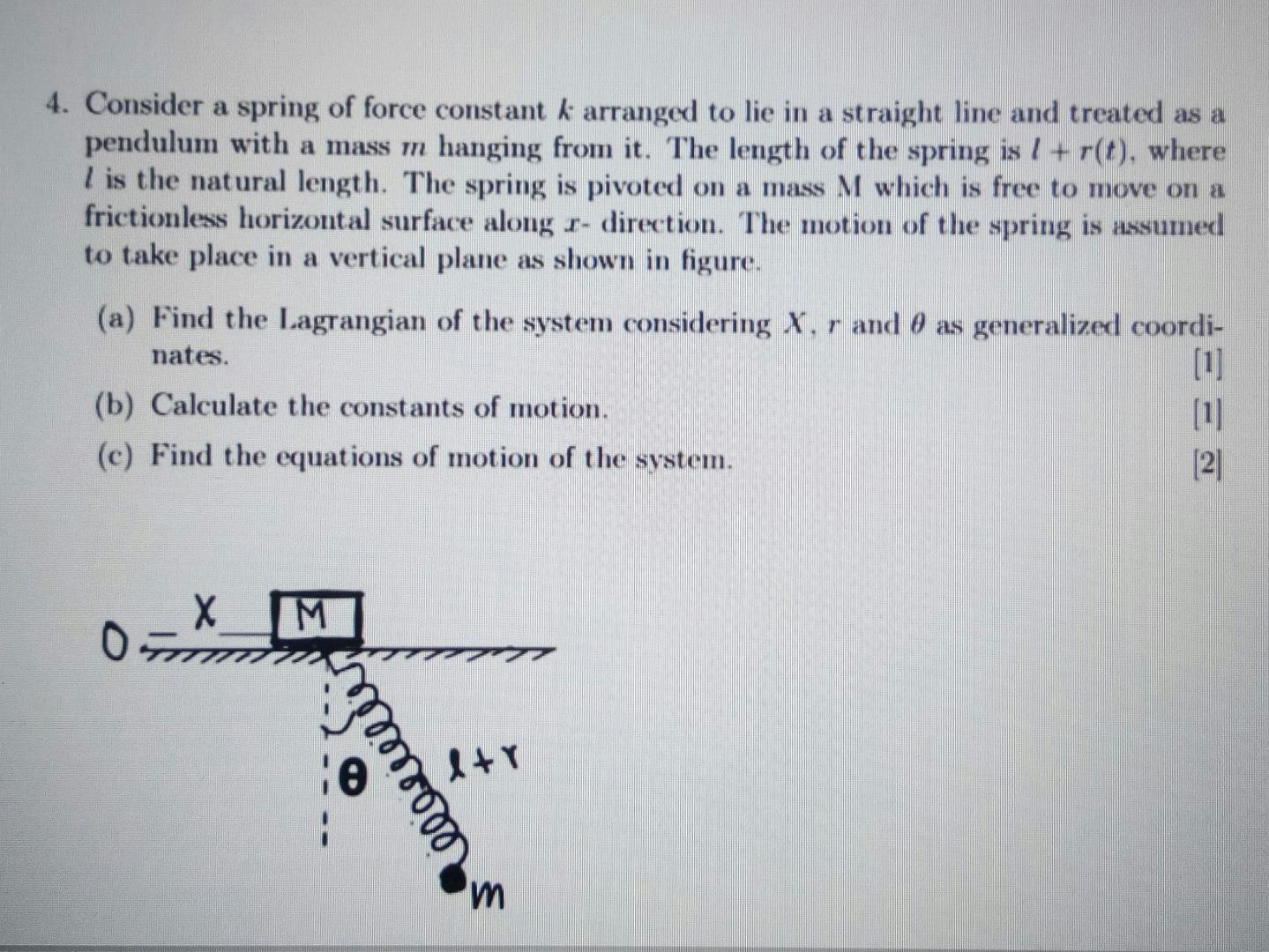 Solved 4. Consider a spring of force constant k arranged to | Chegg.com