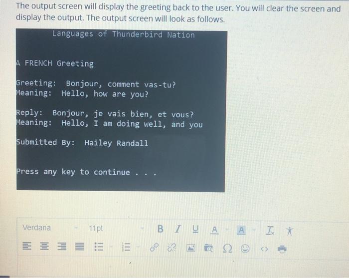 Solved 1) Build a system to process class greetings. Example | Chegg.com