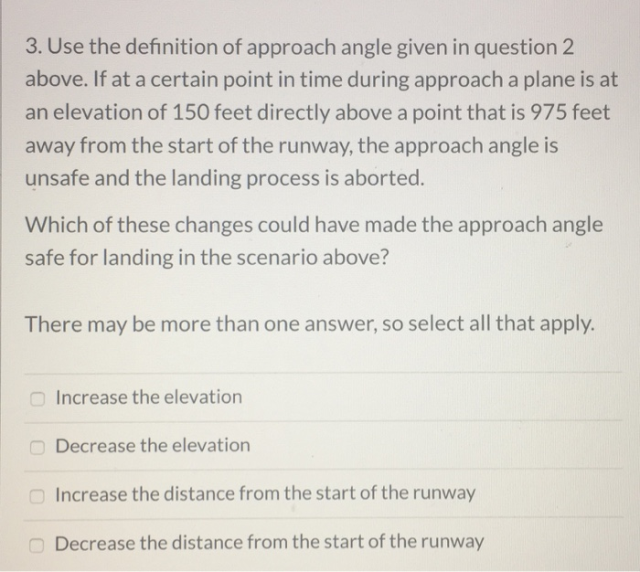Solved 2. For an airplane during landing, an angle of | Chegg.com