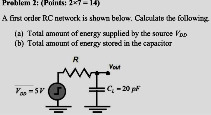 Solved Problem 2: (Points: 2×7=14 ) A first order RC network | Chegg.com