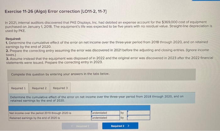 Solved Exercise 11-26 (Algo) Error correction (LO11-2, 11-7) | Chegg.com