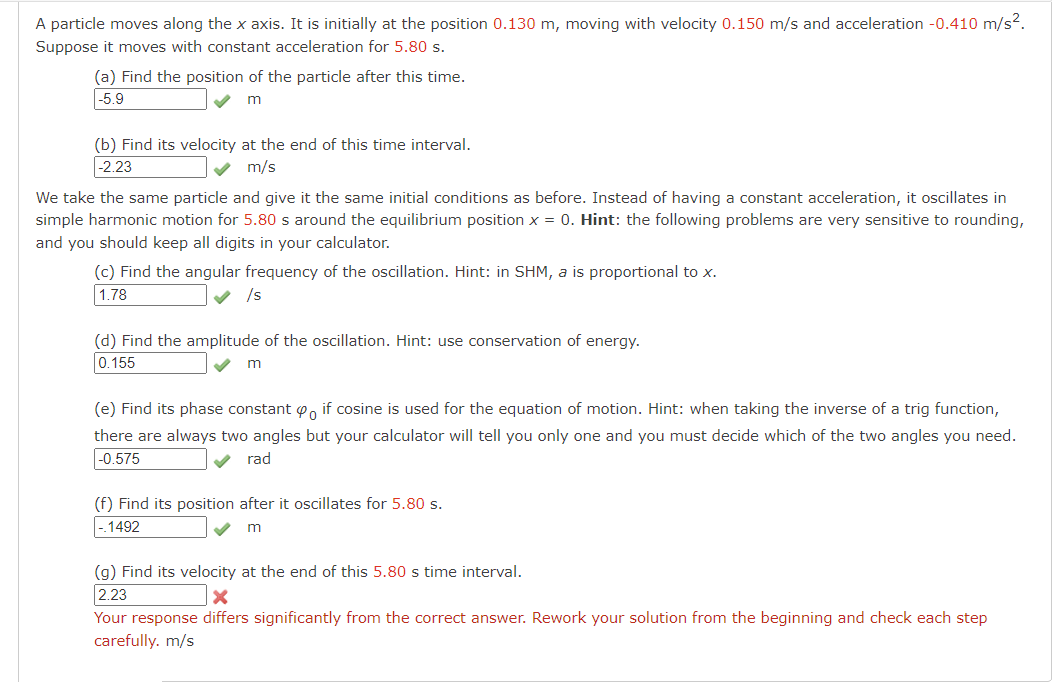 Solved A particle moves along the x ﻿axis. It is initially | Chegg.com