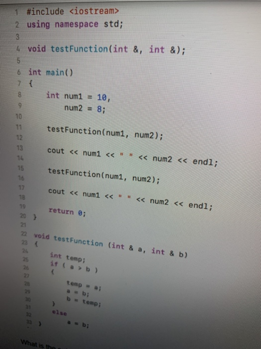 Solved 1 #include 2 using namespace std; 4 void | Chegg.com