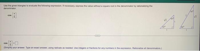 Solved Use the given triangles to evaluate the following | Chegg.com