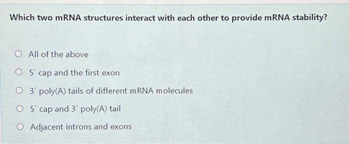 Solved Which two mRNA structures interact with each other to | Chegg.com
